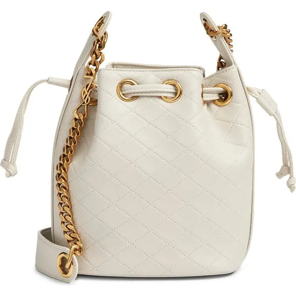 Saint Laurent Cassandre Quilted Leather Bucket Bag - Blanc Vintage