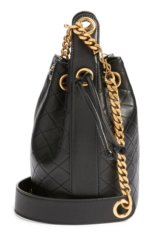 Saint Laurent Cassandre Quilted Leather Bucket Bag - Noir