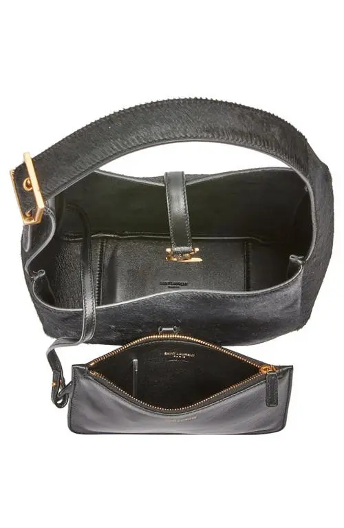 Saint Laurent Small Le 5 À 7 Genuine Calf Hair Shoulder Bag - Noir