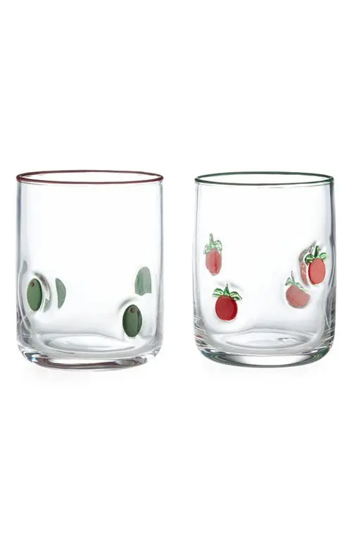 GODINGER Set Of 2 Coordinated Icon Glasses - Green/red