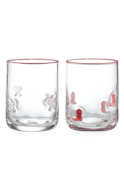 GODINGER Set Of 2 Coordinated Icon Glasses - Pink