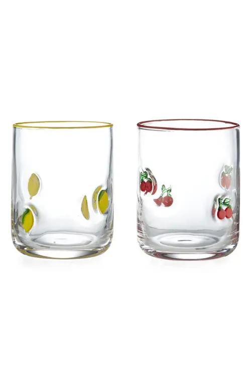 GODINGER Set Of 2 Coordinated Icon Glasses - Red/yellow
