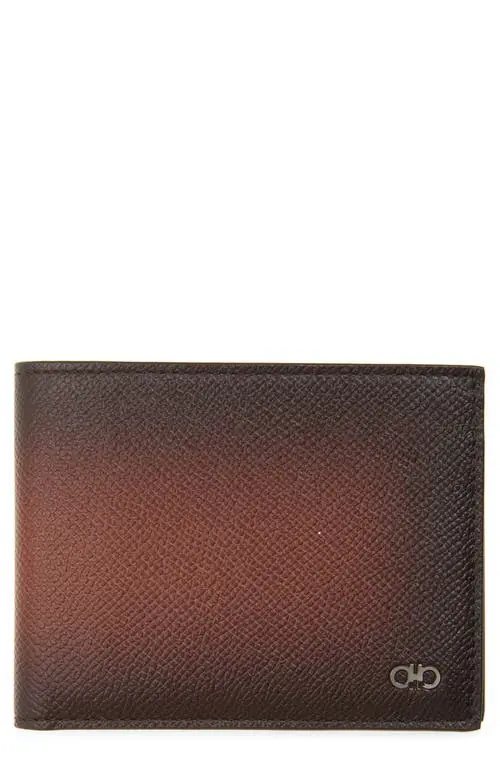 FERRAGAMO Micro Gancio Leather Bifold Wallet - New Cognac Testa Di Moro