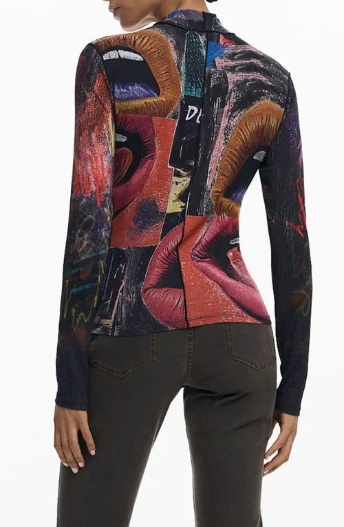 Desigual Lip Print Long-sleeve Top