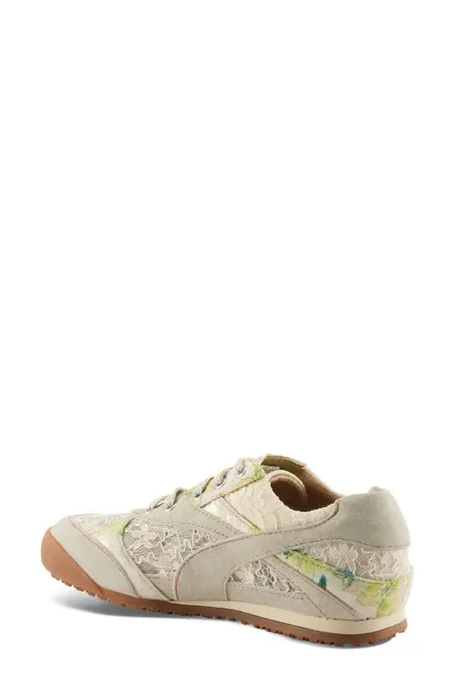 SPRING STEP SHOES Floral-embroidered Sneakers - Off White