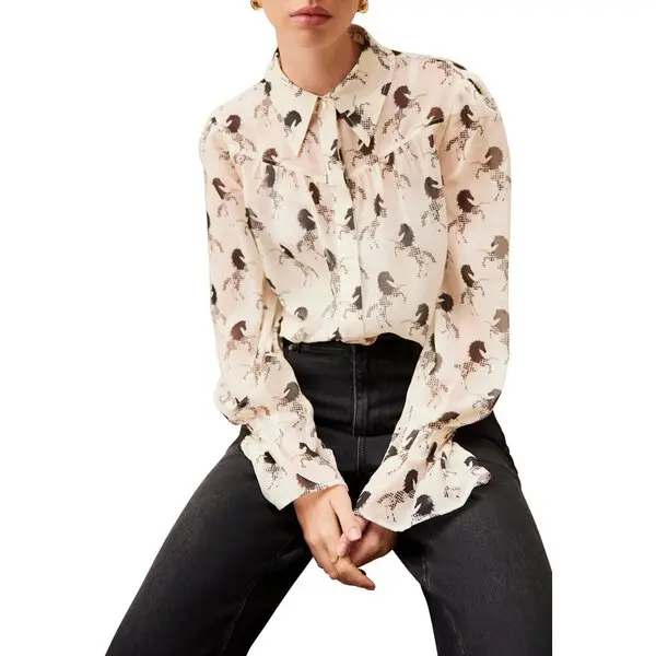 Mint Velvet Horse Print Sheer Blouse