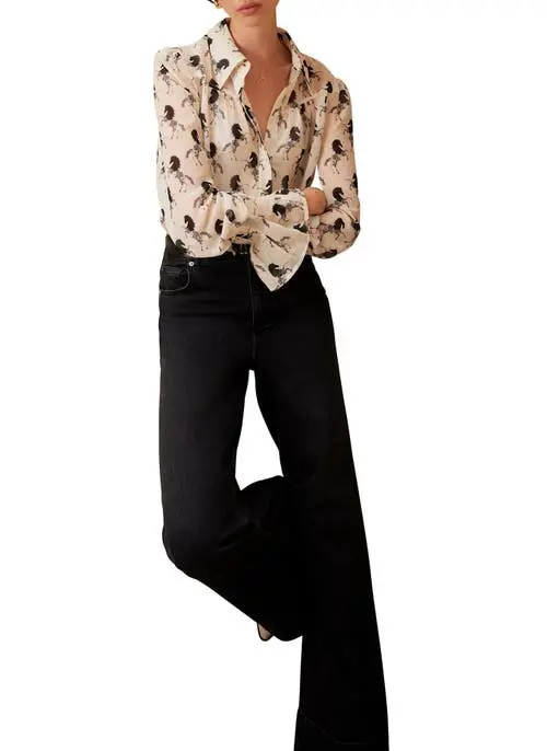 Mint Velvet Horse Print Sheer Blouse