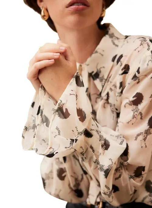 Mint Velvet Horse Print Sheer Blouse