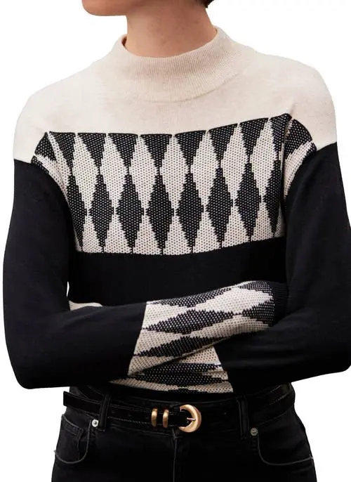 Mint Velvet Cotton Blend Graphic Sweater