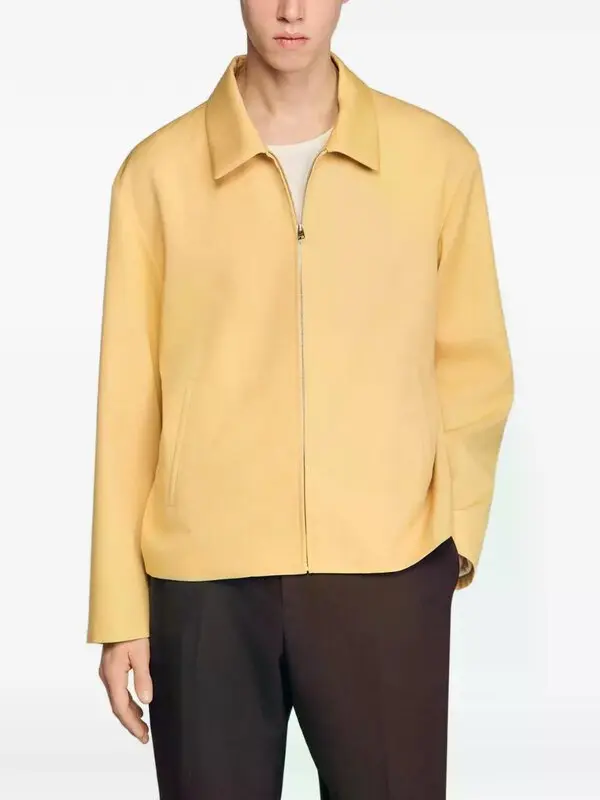 Sandro Zip-up Jacket With Classic Collar - Yellow