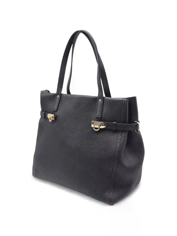 FERRAGAMO Gancini Pebbled-leather Tote