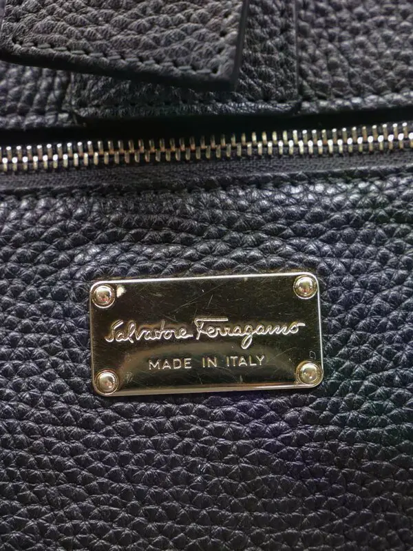 FERRAGAMO Gancini Pebbled-leather Tote