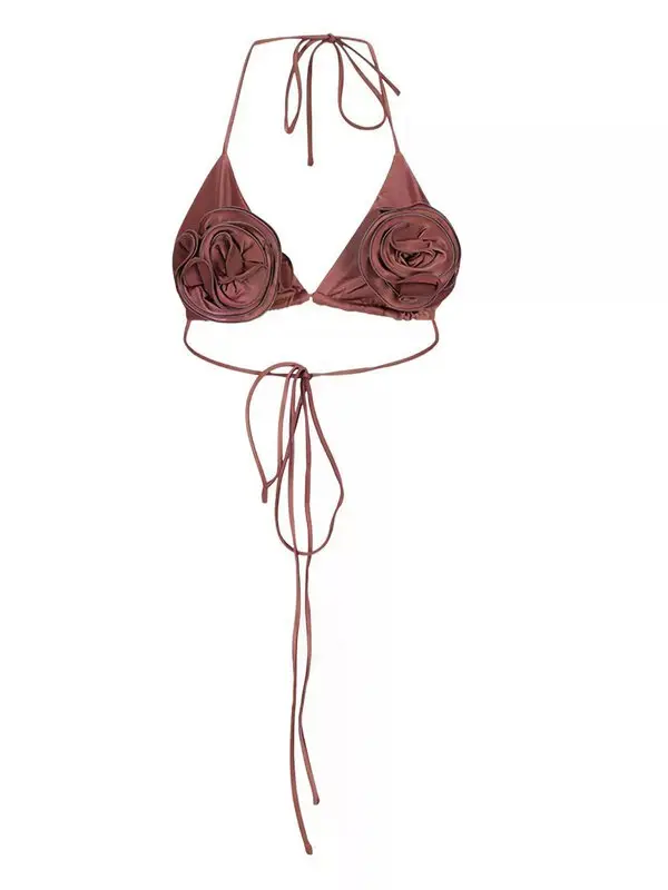 Magda Butrym Rose-embellished Triangle Bikini Top