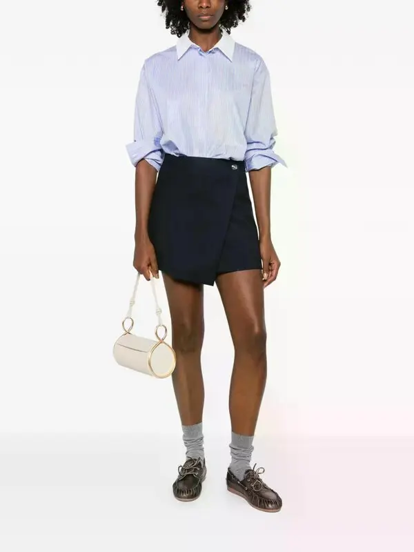 Maje 2-in-1 Striped Shirt Dress With Asymmetrical Wrap Skirt - Blue