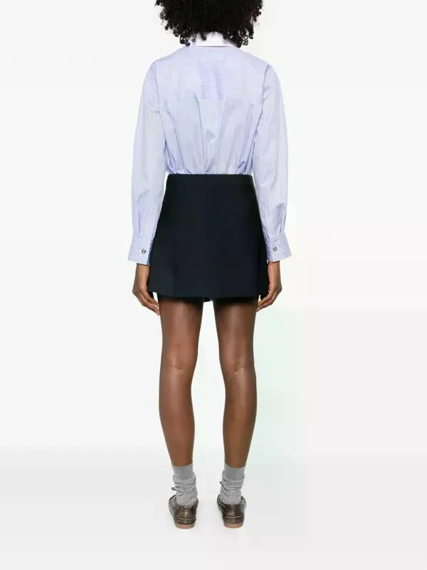 Maje 2-in-1 Striped Shirt Dress With Asymmetrical Wrap Skirt - Blue