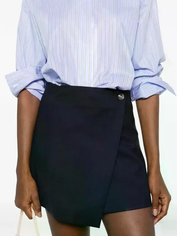 Maje 2-in-1 Striped Shirt Dress With Asymmetrical Wrap Skirt - Blue