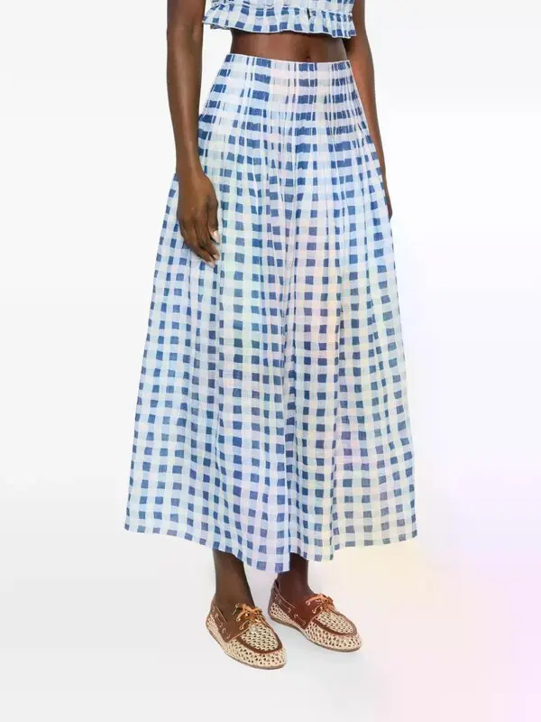 Sandro Check-pattern A-line Midi Skirt