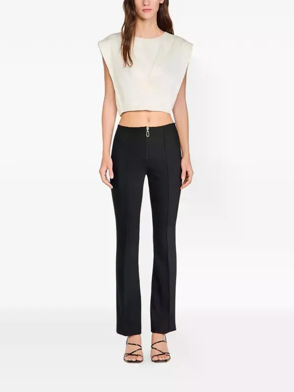 Sandro Pleated Flared Trousers With Front Zip