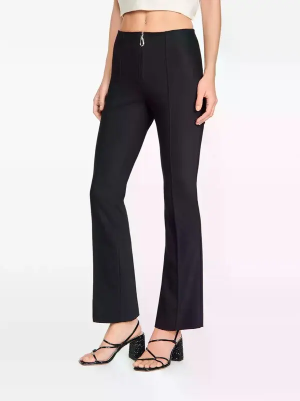 Sandro Pleated Flared Trousers With Front Zip