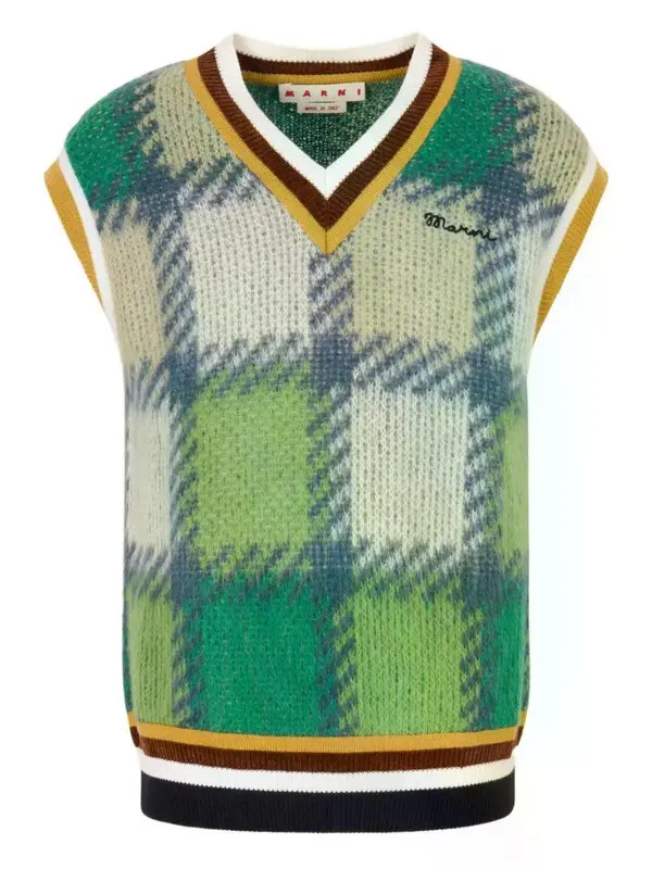 Marni Checked V-neck Vest