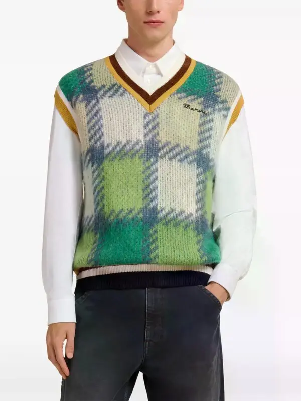 Marni Checked V-neck Vest