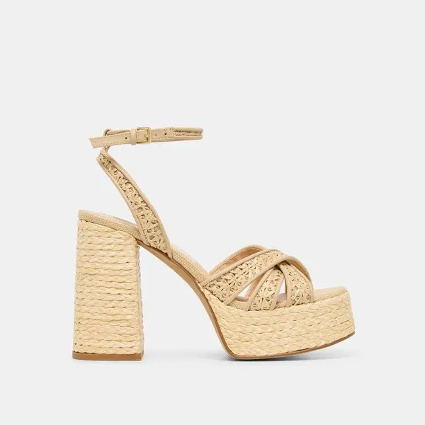 DOLCEVITA Danila Heels - Lt Natural Cross Hatch Raffia