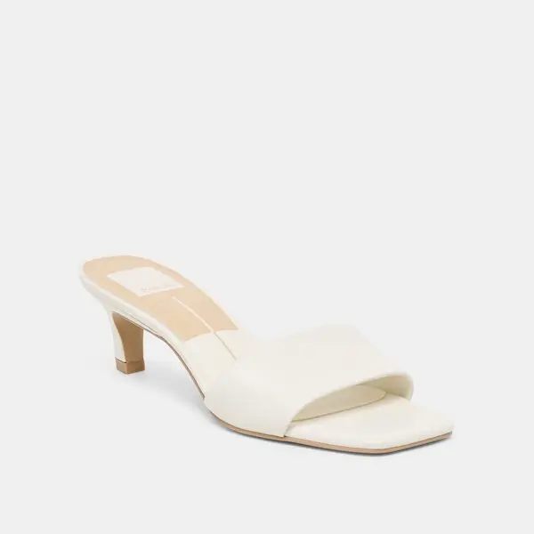 DOLCEVITA Rexa Kitten Heel Mules - True White Leather