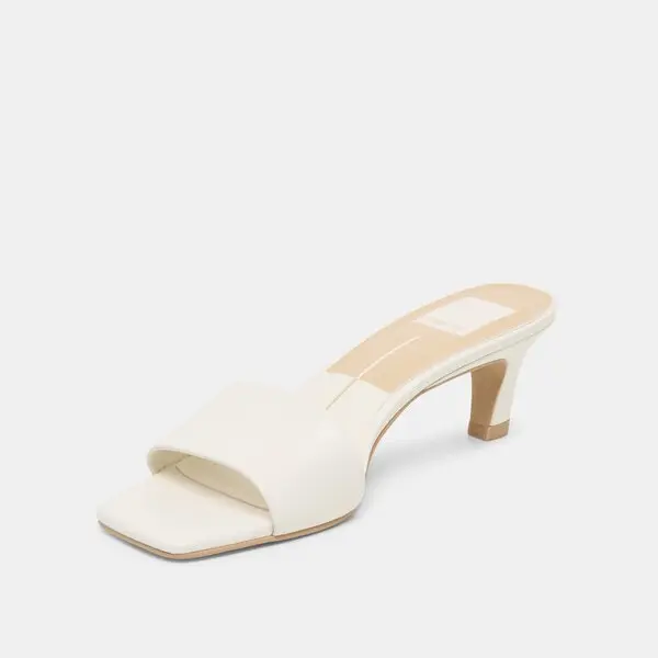 DOLCEVITA Rexa Kitten Heel Mules - True White Leather