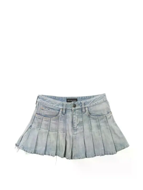 Balenciaga 2010s Denim Pleated Mini Skirt