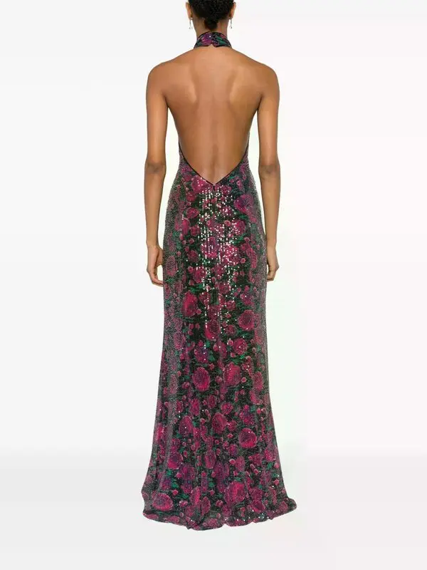 ROTATE BY BIRGER CHRISTENSEN Rose-pattern Sequin Maxi Dress