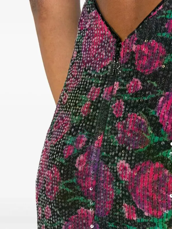 ROTATE BY BIRGER CHRISTENSEN Rose-pattern Sequin Maxi Dress
