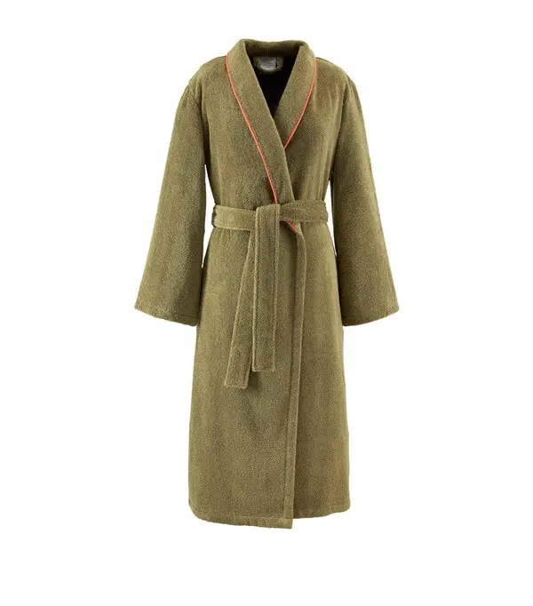 YVES DELORME Cotton-blend Embroidered Eze Bathrobe - Green