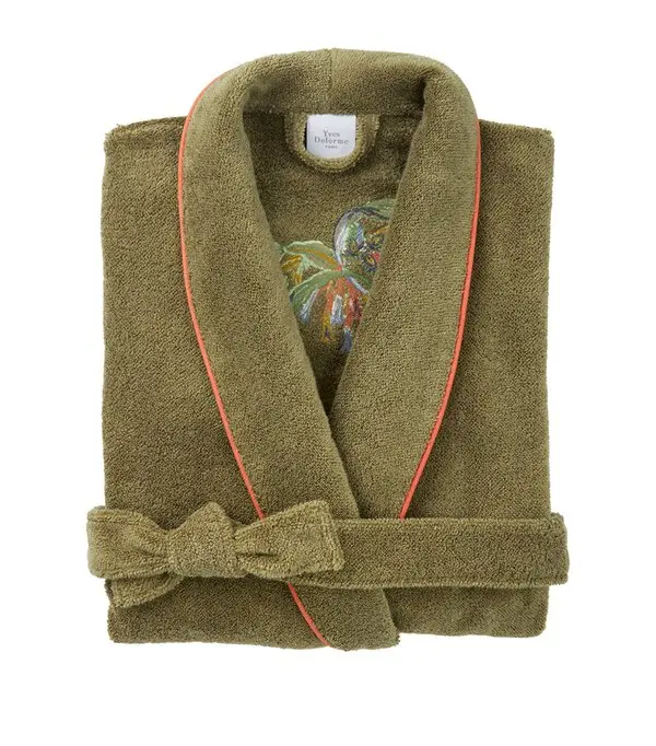YVES DELORME Cotton-blend Embroidered Eze Bathrobe