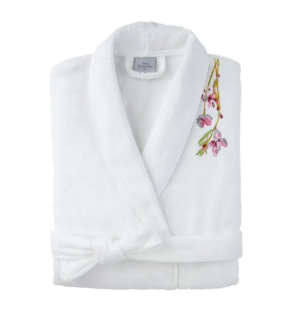 YVES DELORME Cotton-modal Embroidered Gaura Bathrobe