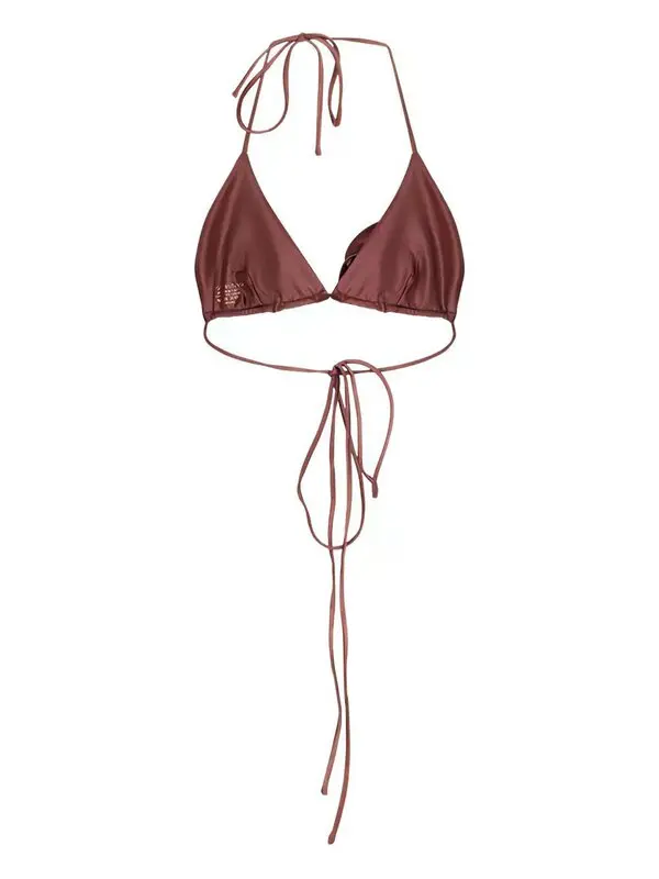 Magda Butrym Rose-embellished Triangle Bikini Top - Brown