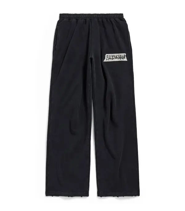 Balenciaga Cotton Masking Tape Logo Sweatpants - Black