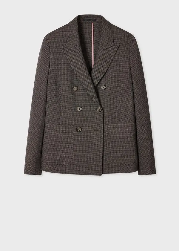 Paul Smith Wool Houndstooth Double Breasted Blazer