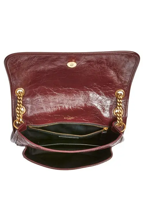 Saint Laurent Medium Niki Leather Shoulder Bag - Rouge Cabernet