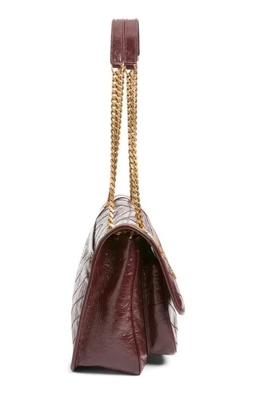 Saint Laurent Medium Niki Leather Shoulder Bag - Rouge Cabernet