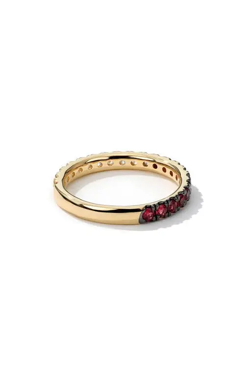 MARK HENRY Half & Half Ring With Diamonds And Emeralds In 18k Gold - Ruby