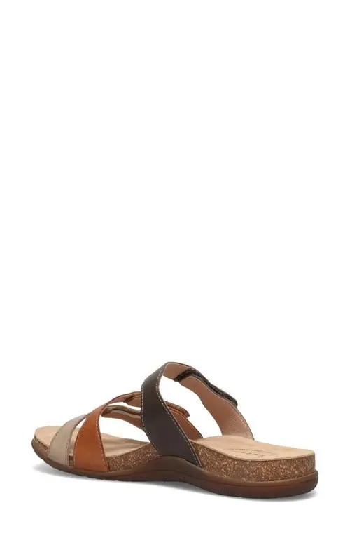 TAOS Scribble Leather Slide Sandal - Brown Multi