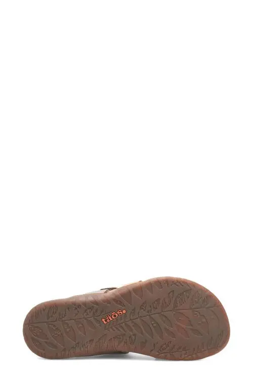 TAOS Scribble Leather Slide Sandal - Brown Multi
