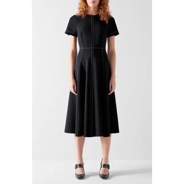 LK BENNETT Eugine Topstitch Midi Dress