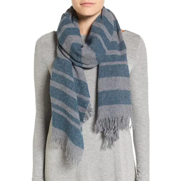 Eileen Fisher Stripe Cashmere & Wool Scarf - Fir