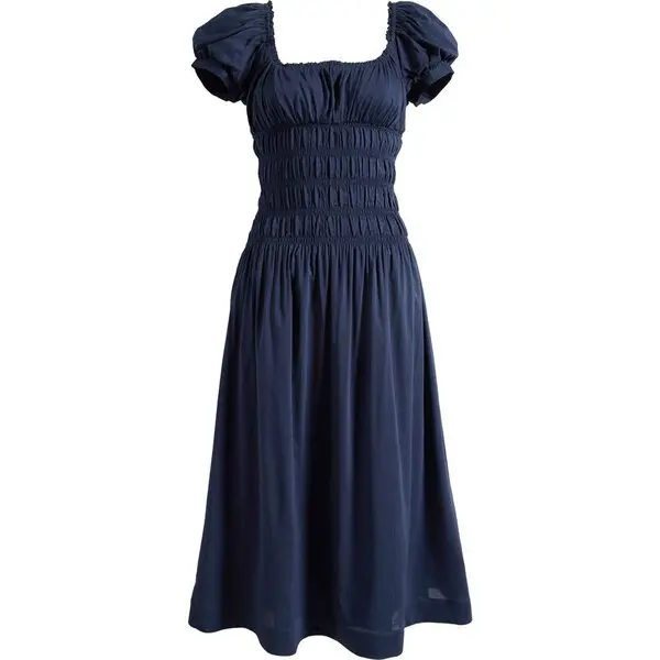 REFORMATION Riva Shirred Midi Dress - Midnight