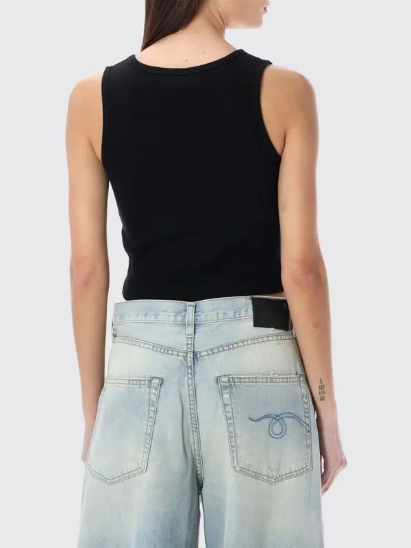 R13 Distressed Ribbed Tank Top - Black