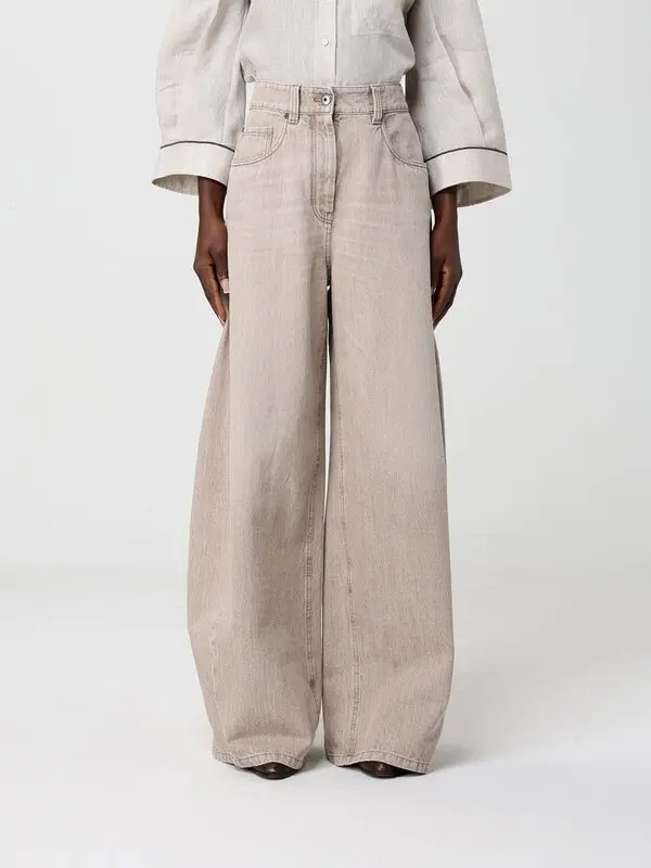 Brunello Cucinelli Wide Leg Jeans - Beige