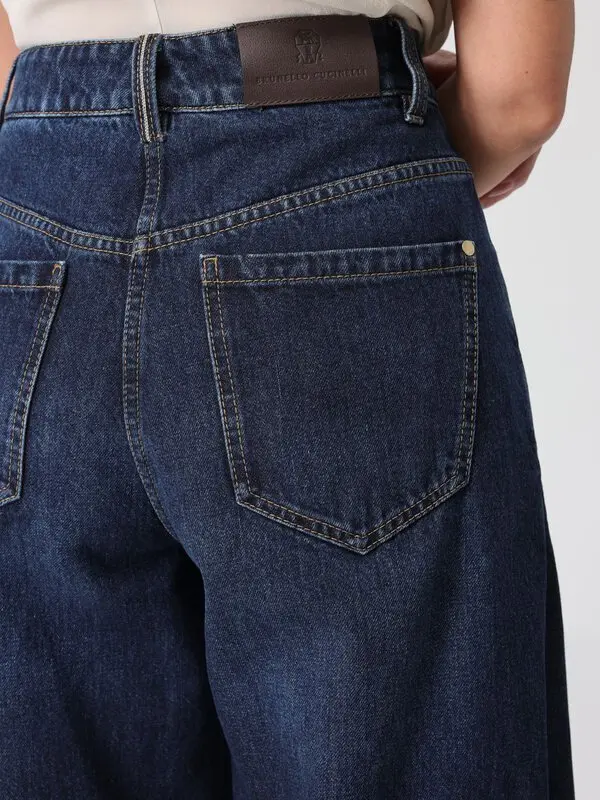 Brunello Cucinelli High-waisted Wide Leg Cotton Denim Jeans - Blue
