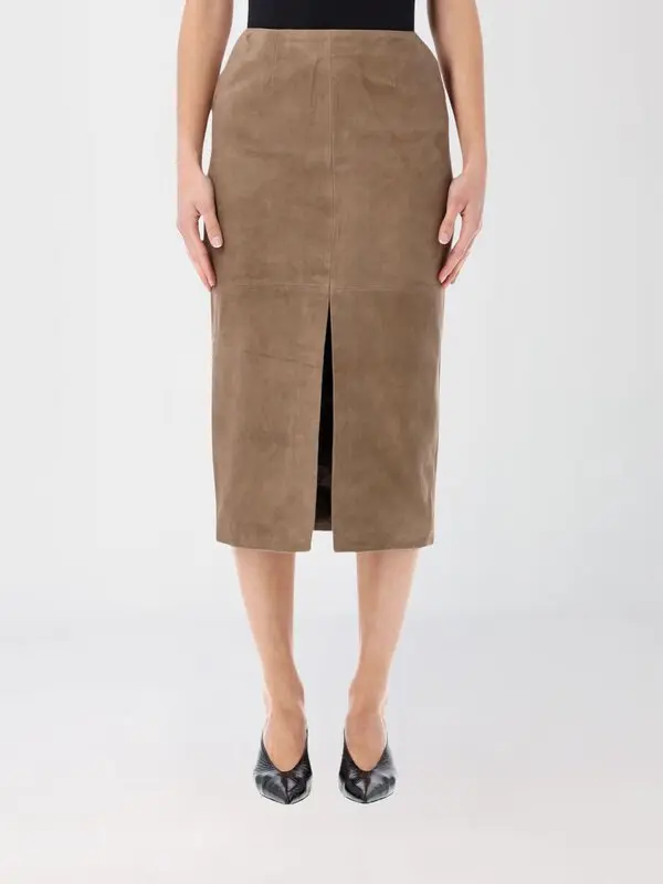 ROTATE BY BIRGER CHRISTENSEN Suede Midi Skirt With Slit Detail