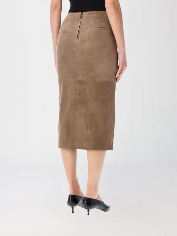 ROTATE BY BIRGER CHRISTENSEN Suede Midi Skirt With Slit Detail